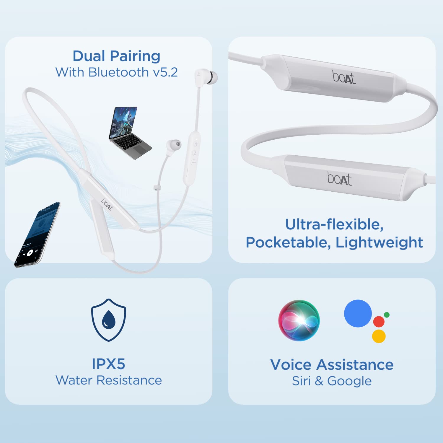 boAt Rockerz Trinity in Ear Earphones with 150H Playtime, Crystal ...